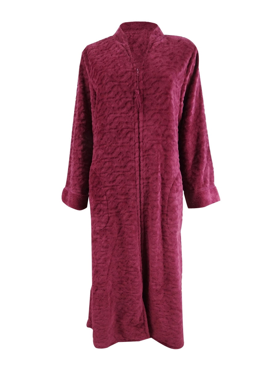 Miss Elaine Women's Jacquard Cuddle Fleece Long Zipper Robe - Walmart.com