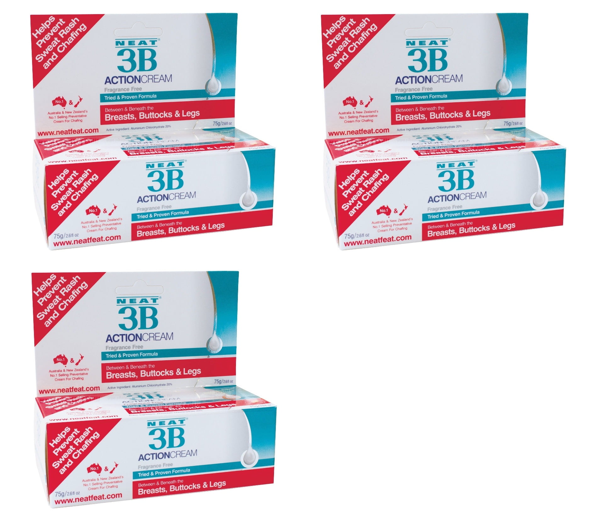 Neat 3B Action Cream, Fragrance Free, Helps Prevent Sweat Rash and ...