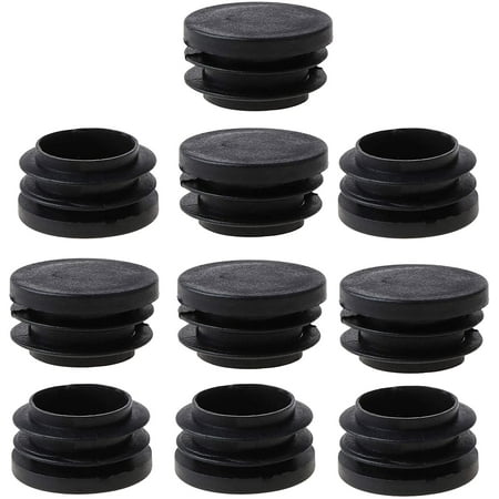 Round Plastic End Caps Insert Plugs, 10 Pieces Black Plastic Furniture ...