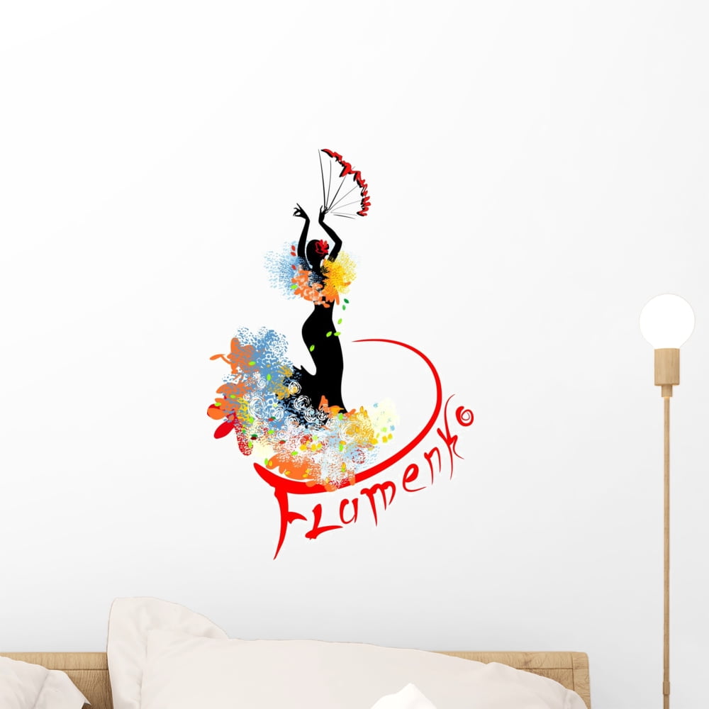 Flamenco Dancer Fan Wall Mural Decal by Wallmonkeys Vinyl Peel and ...
