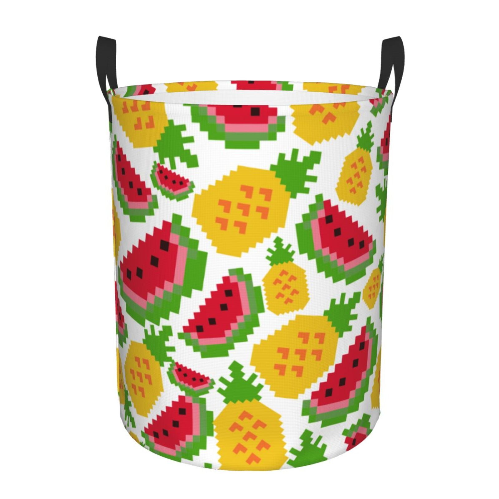 XMXT Collapsible Laundry Basket, Pineapple Watermelon Pixel Print ...
