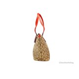 Coach (CH504) Gallery Khaki Red Signature Coated Canvas Tote Shoulder ...