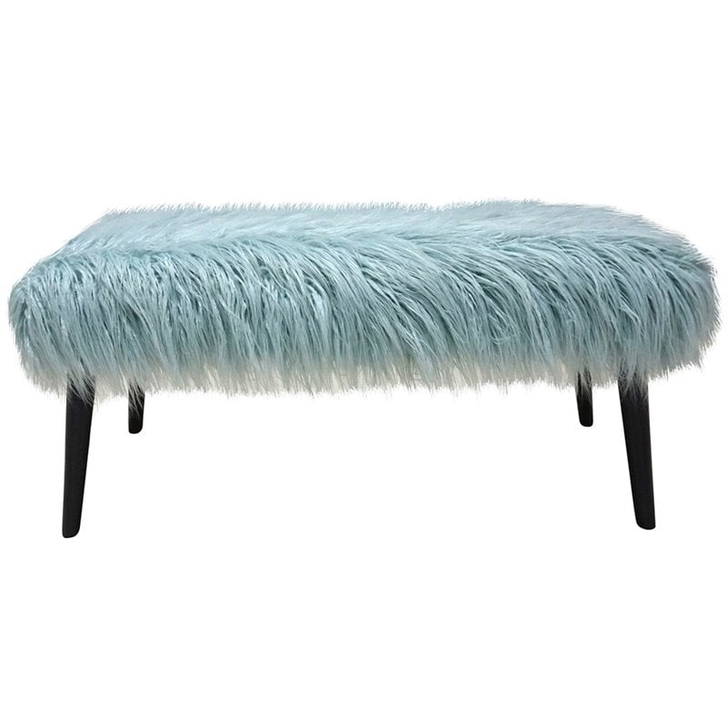 Jeco Faux Fur Bench in Blue - Walmart.com