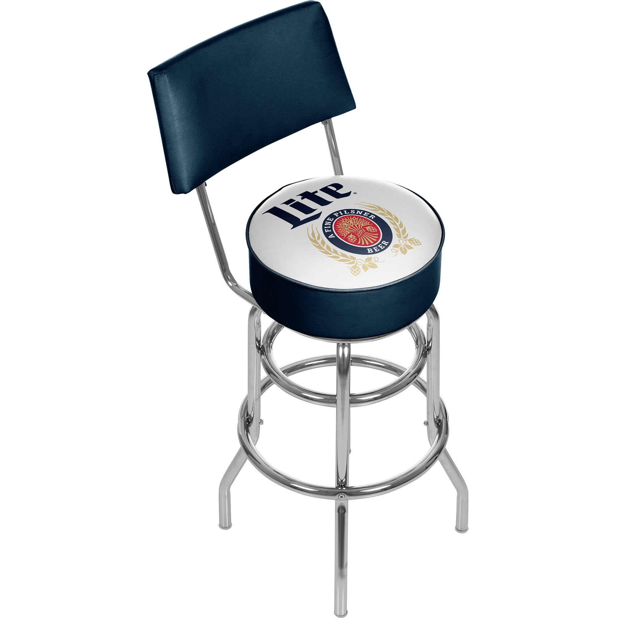 Miller Lite Swivel Bar Stool with Back, Retro - Walmart.com