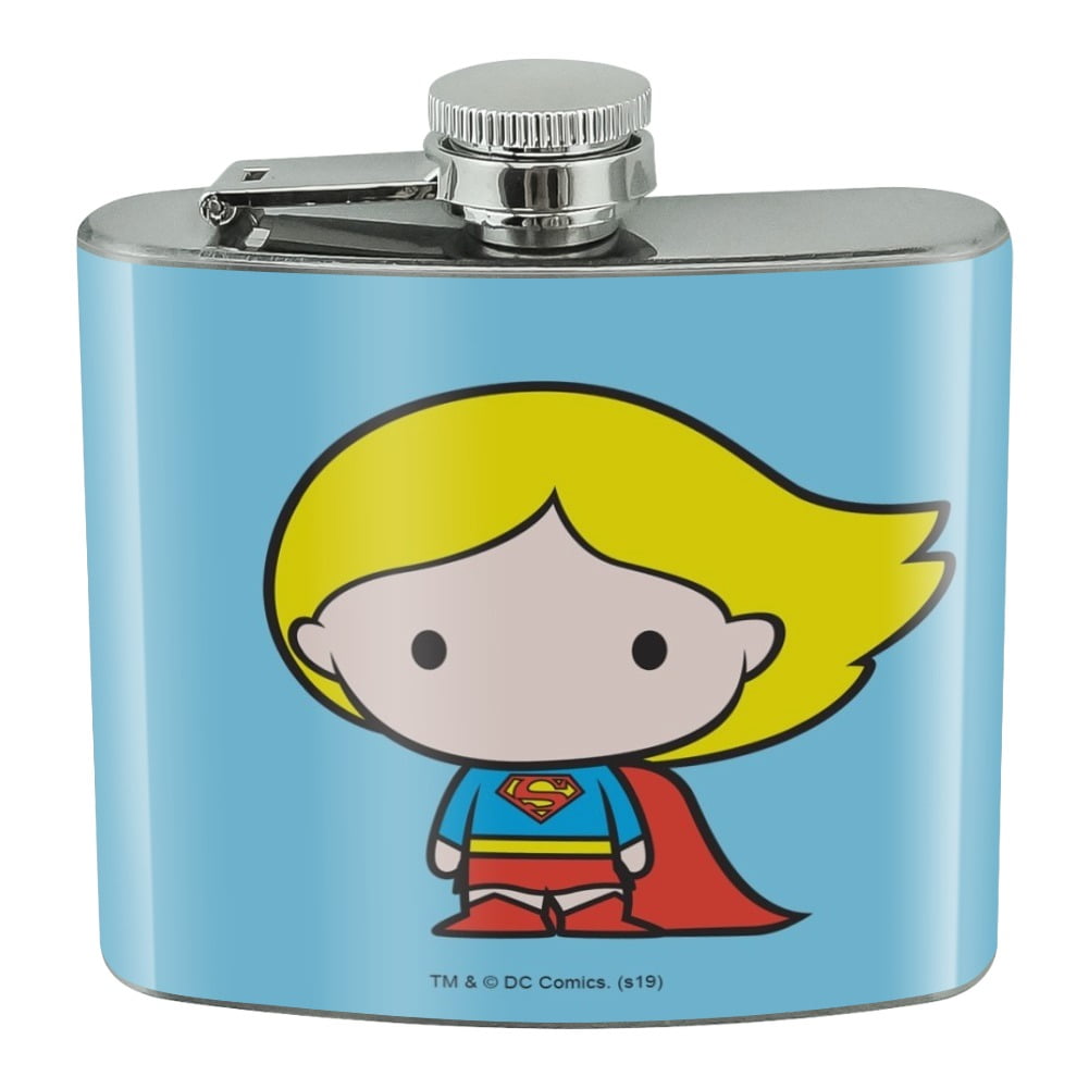Superman Supergirl Cute Chibi Character Stainless Steel 5oz Hip Drink ...