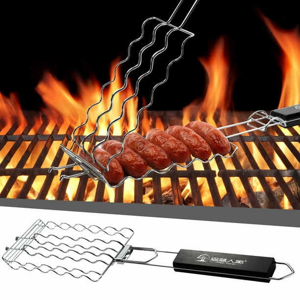 Uheoun BBQ Barbecue Tools Sausage Barbecue Sausage Barbecue Net Stainless Steel Barbecue Net ...