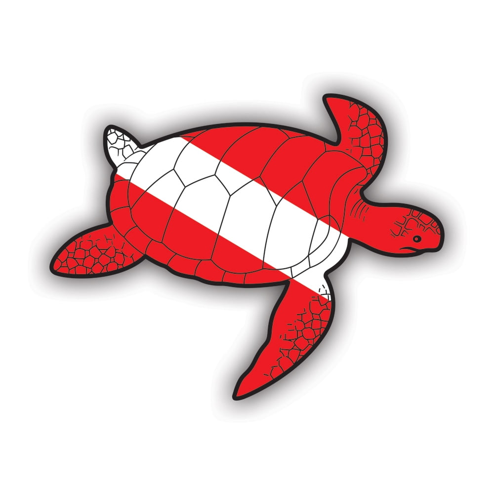 Diver Down Sea Turtle Sticker Decal - Self Adhesive Vinyl - Weatherproof - Made in USA - scuba ...