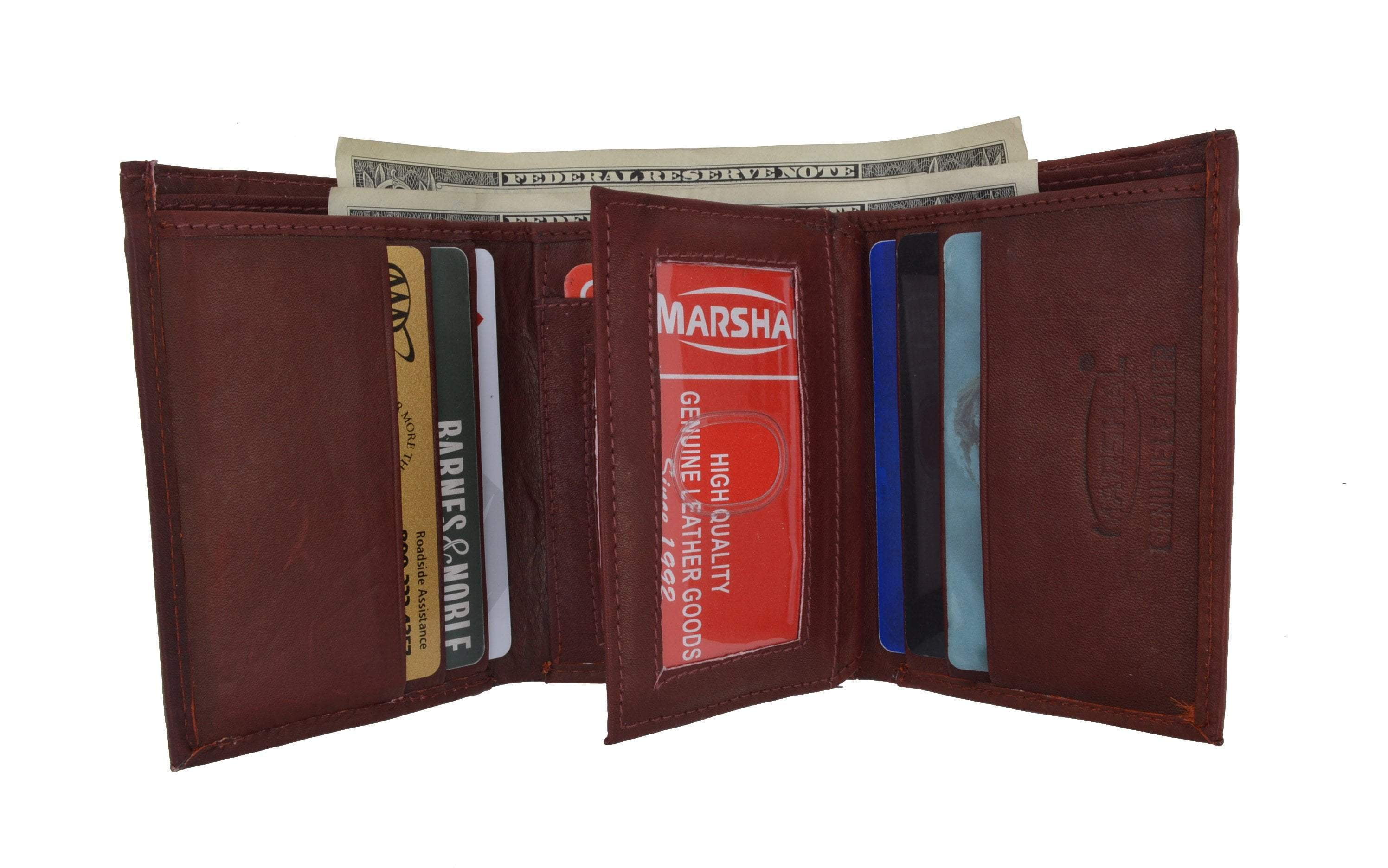 Marshal Wallet - New Mens Trifold Leather Wallet Multi Pockets Classic ...