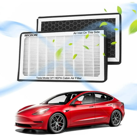 Tesla Model 3 Air Filter HEPA Filter Replacement With 2 Pack Activated ...