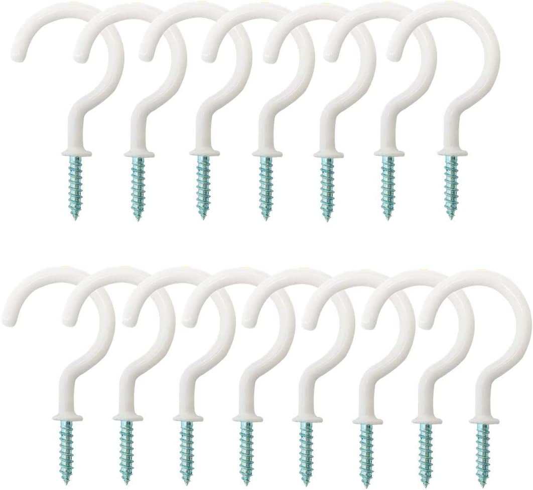 2 inches Ceiling Screw Hooks 15Pcs with Reusable Case Vinyl Coated Cup ...