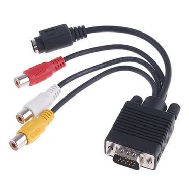 VGA to S-Video 3 RCA Composite AV TV Out Adapter Converter Cable for PC ...