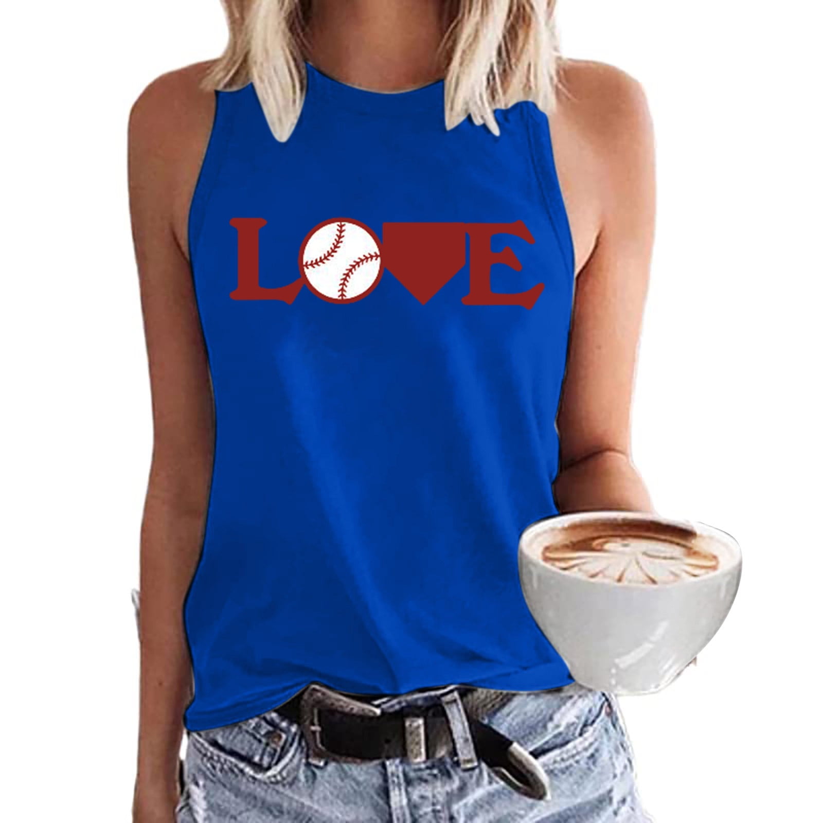 Click here for Meichang Womens Tank Tops Baseball Love Print T-Sh... prices