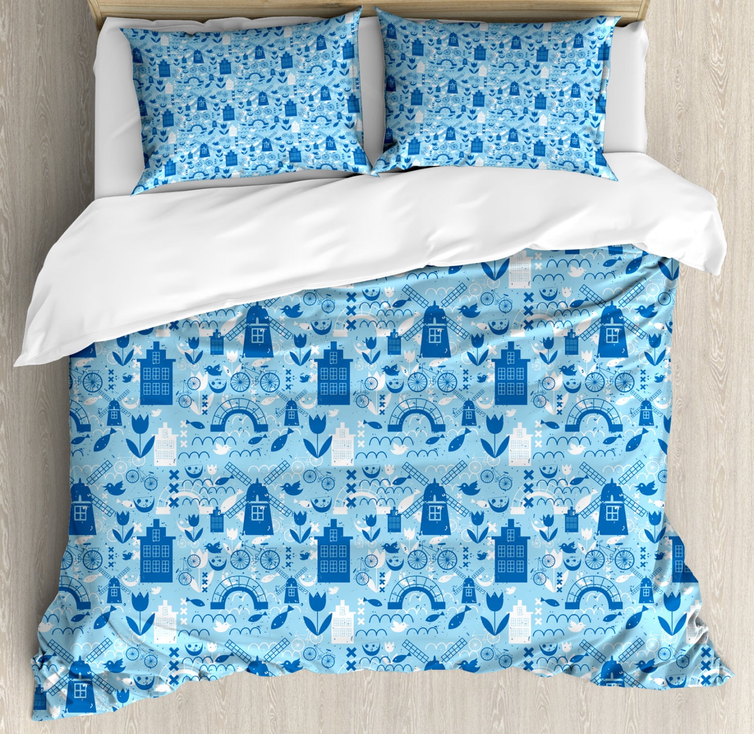 Dutch King Size Duvet Cover Set, Elements from Nature and Architecture ...