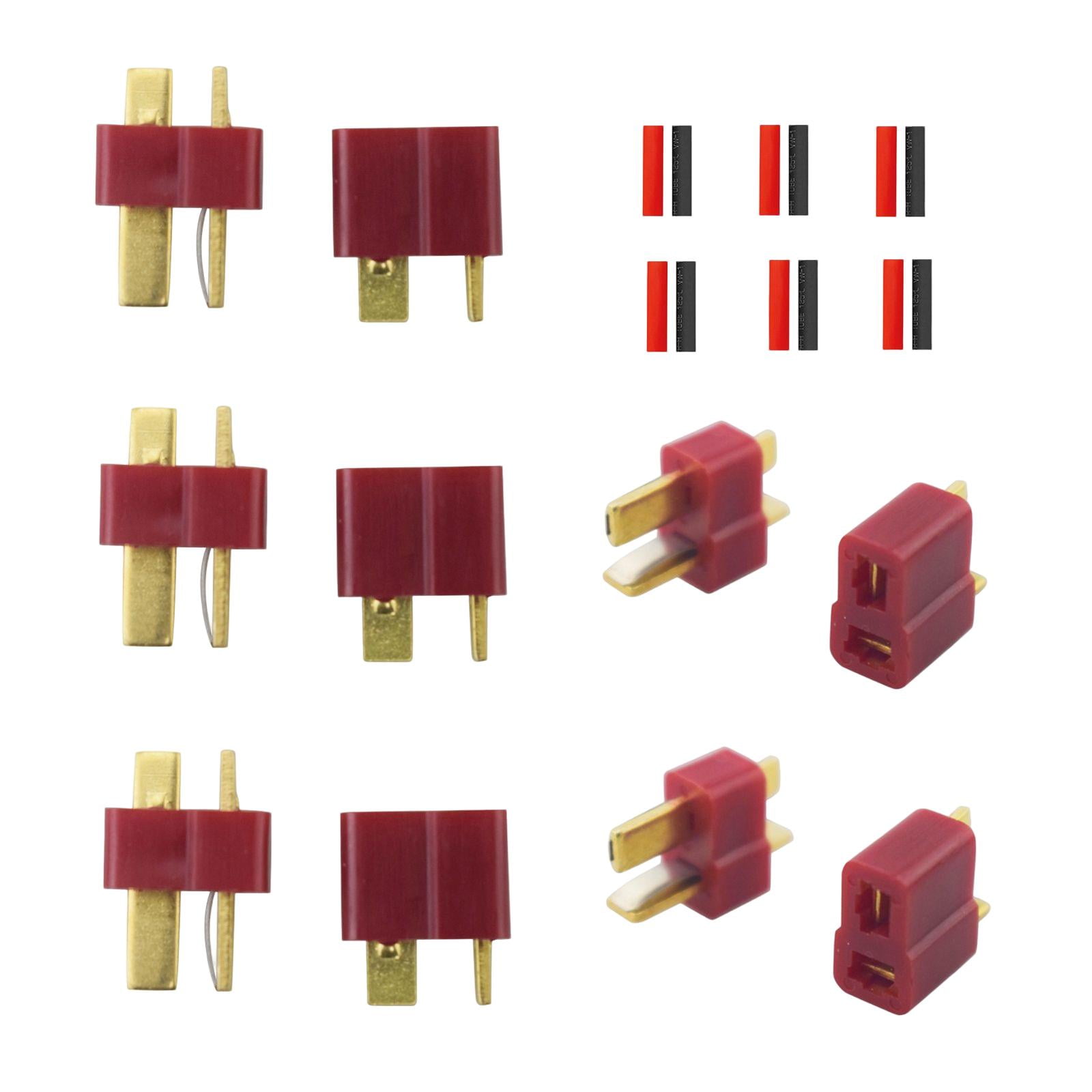 10x RC Trunk T Plug with Heat Shrink Tubes Male Female Replacements ...