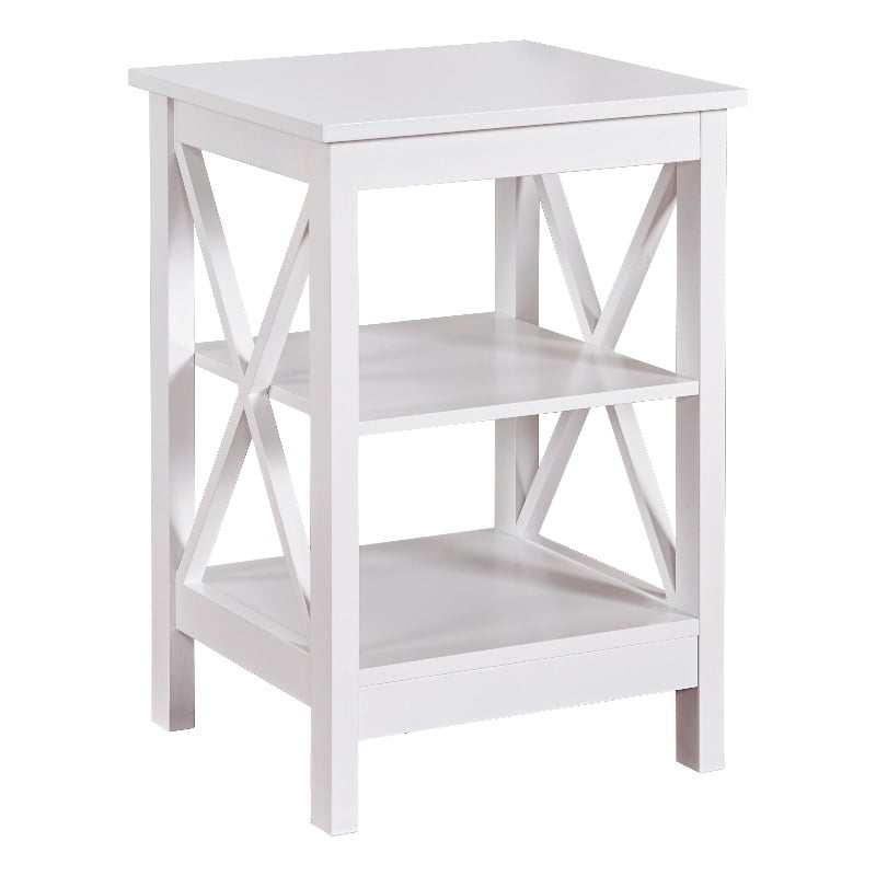 Milton Greens Stars Inc Modern Wood X-Side Panel End Table in White ...
