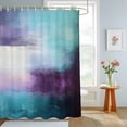 Bathroom Shower Curtain Cyan Purple Stitching Color Block Waterproof ...