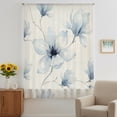 Blue Floral Sheer Curtains 108 Inches Extra Long for Living Room ...