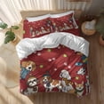 Cartoon Dogs Set of 4 Bedding Quilt Covers, Red Cute Animals Dogs Paws ...