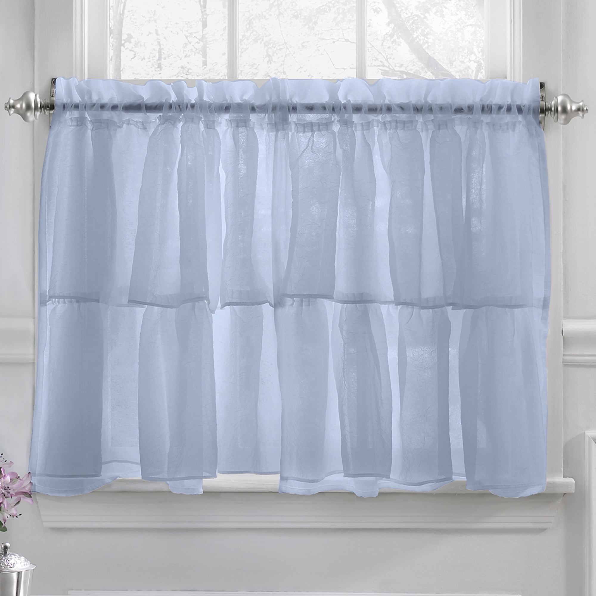 Gypsy Crushed Voile Ruffle Kitchen Window Curtain 36" Tier Pair ...