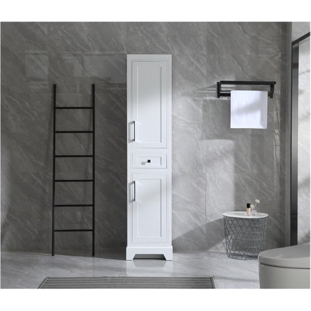18" x 75" Soho Linen Tower Cabinet - with Two Doors + Single Drawer ...