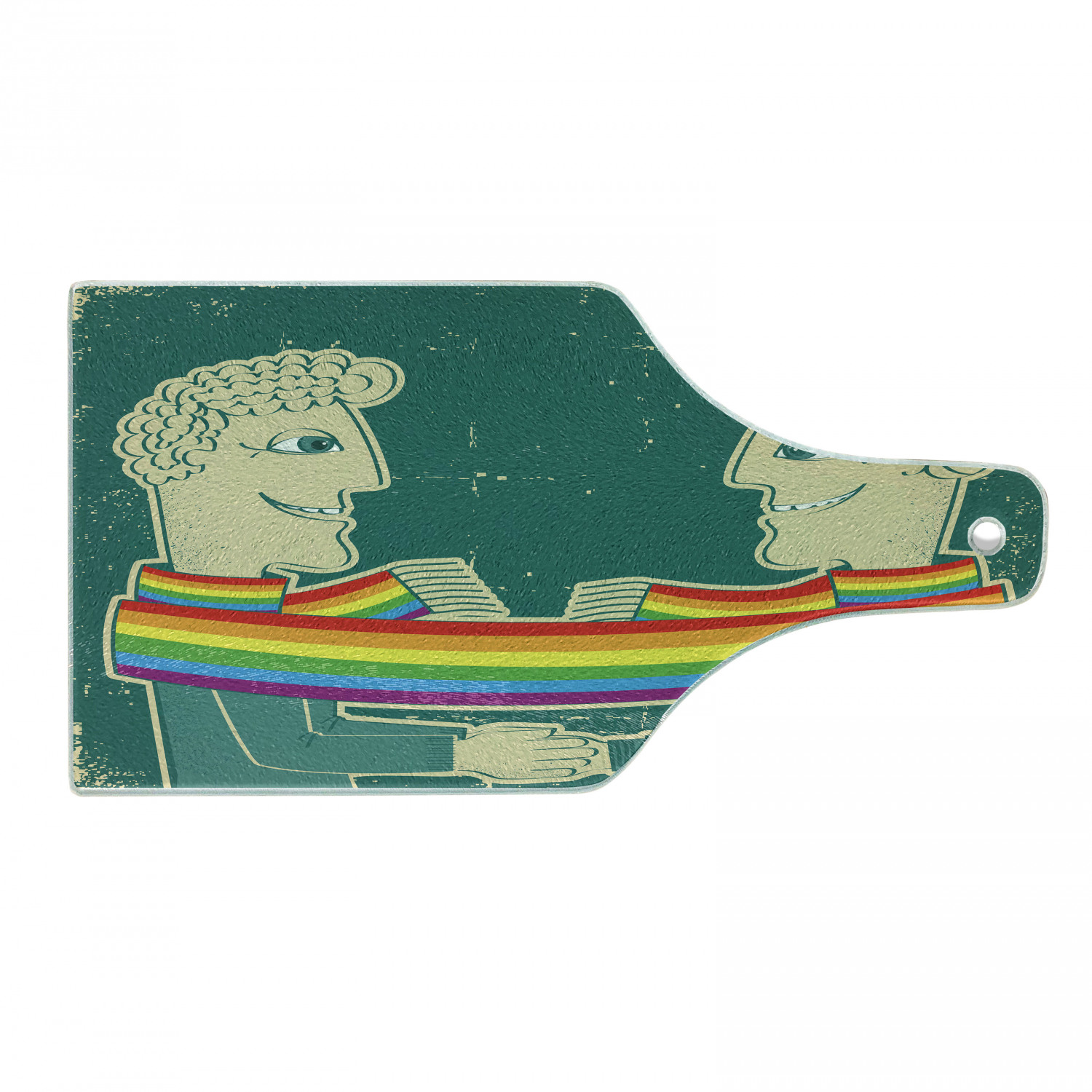 Pride Cutting Board Happy Gay Couple Tied With Rainbow Colored Scarf