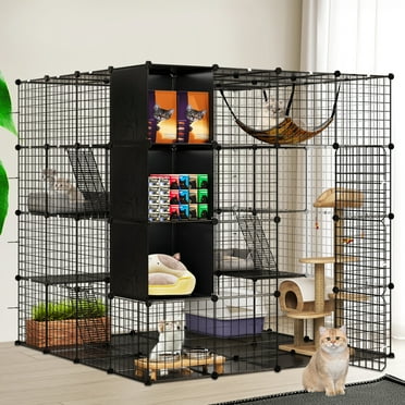 Dextrus 5-Tier Large Cat Cage with Hammock & Cube Storage, Ideal for 1 ...