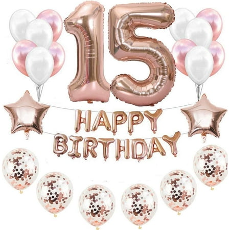 15th Birthday Decoration Rose Gold Set Girls Birthday Decoration Rose ...