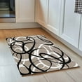 Abstract Wave Line Door Mat Black White Brown Geometric Stripe Modern ...
