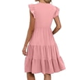 Aellinatey Women's dress, ruffled sleeves, V-neck, length, fashionable ...