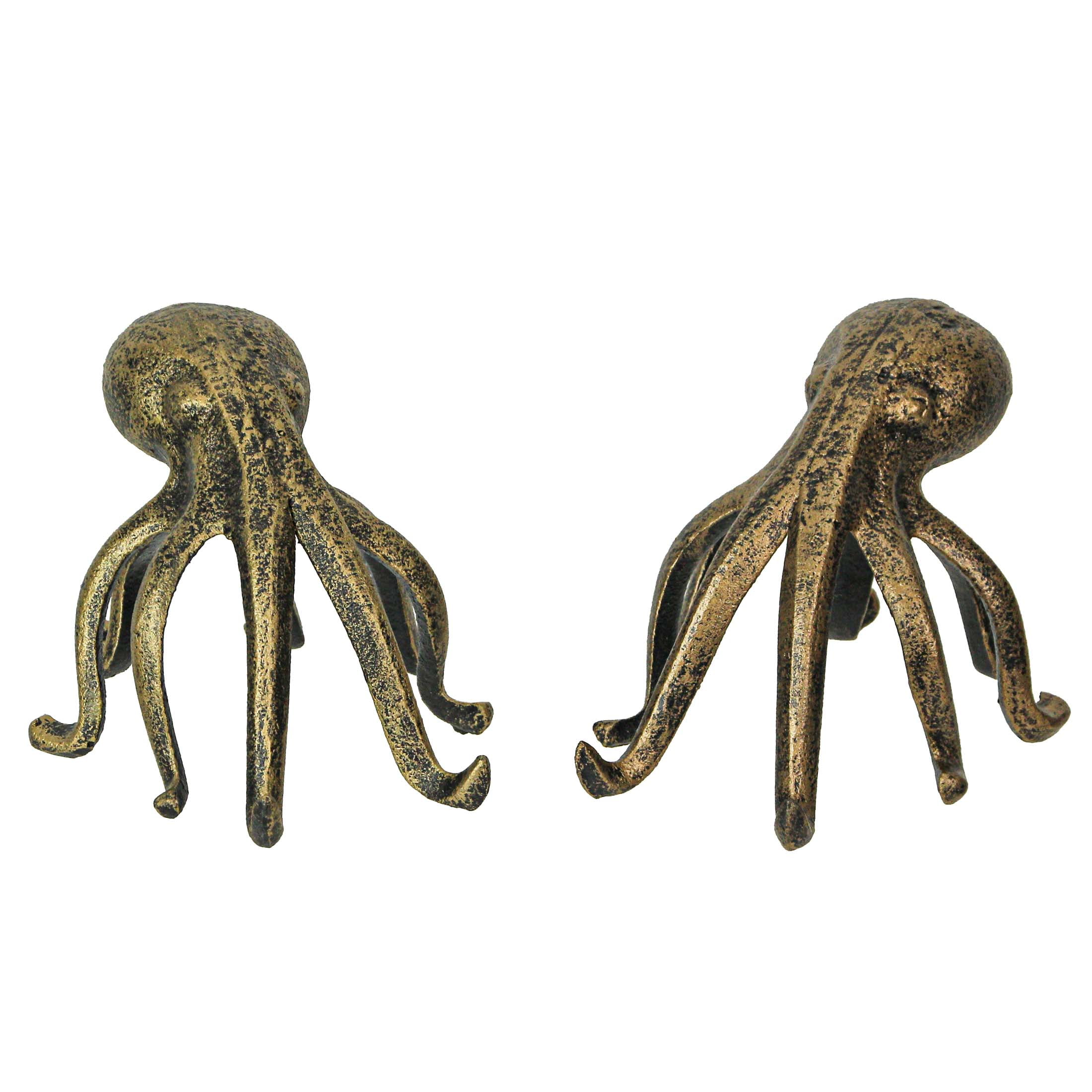 Zeckos Gold Cast Iron Octopus Phone Holder Bookend Home Décor Set of 2 ...