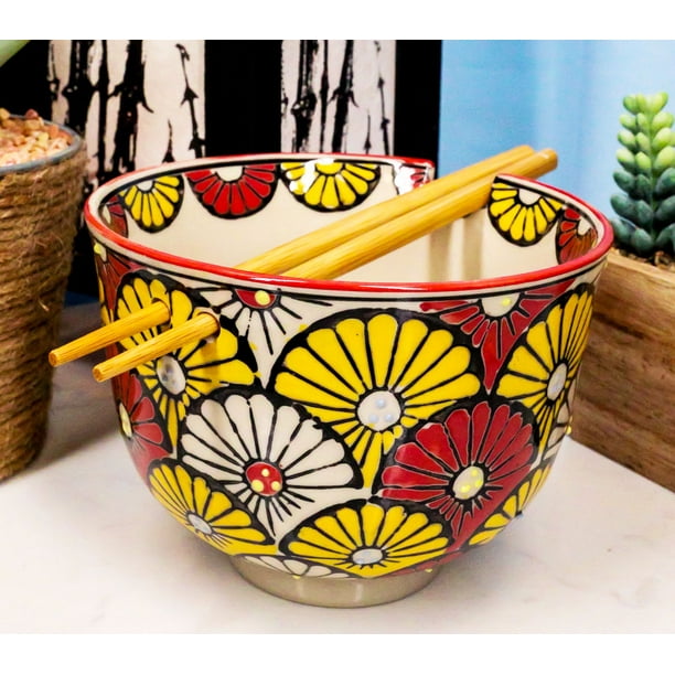 Colorful Spring Sunflowers Porcelain Ramen Soup Rice Bowl With ...