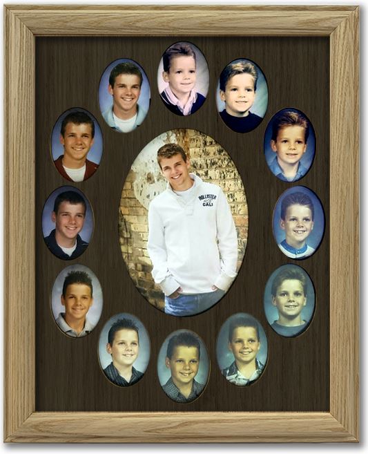 School Years Picture Frame - Oval Collage - Holds 2x3 Wallet Photos - K ...