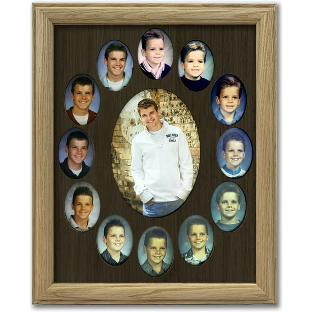 School Years Picture Frame - Oval Collage - Holds 2x3 Wallet Photos - K ...