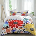4 Piece Duvet Cover Set Queen, Watercolor Abstract Blossom Flower Soft ...