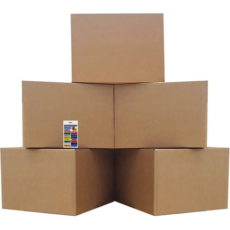 UBOXES Extra Large Moving Boxes - Pack of 5-23"x23"x16" & Moving Labels ...
