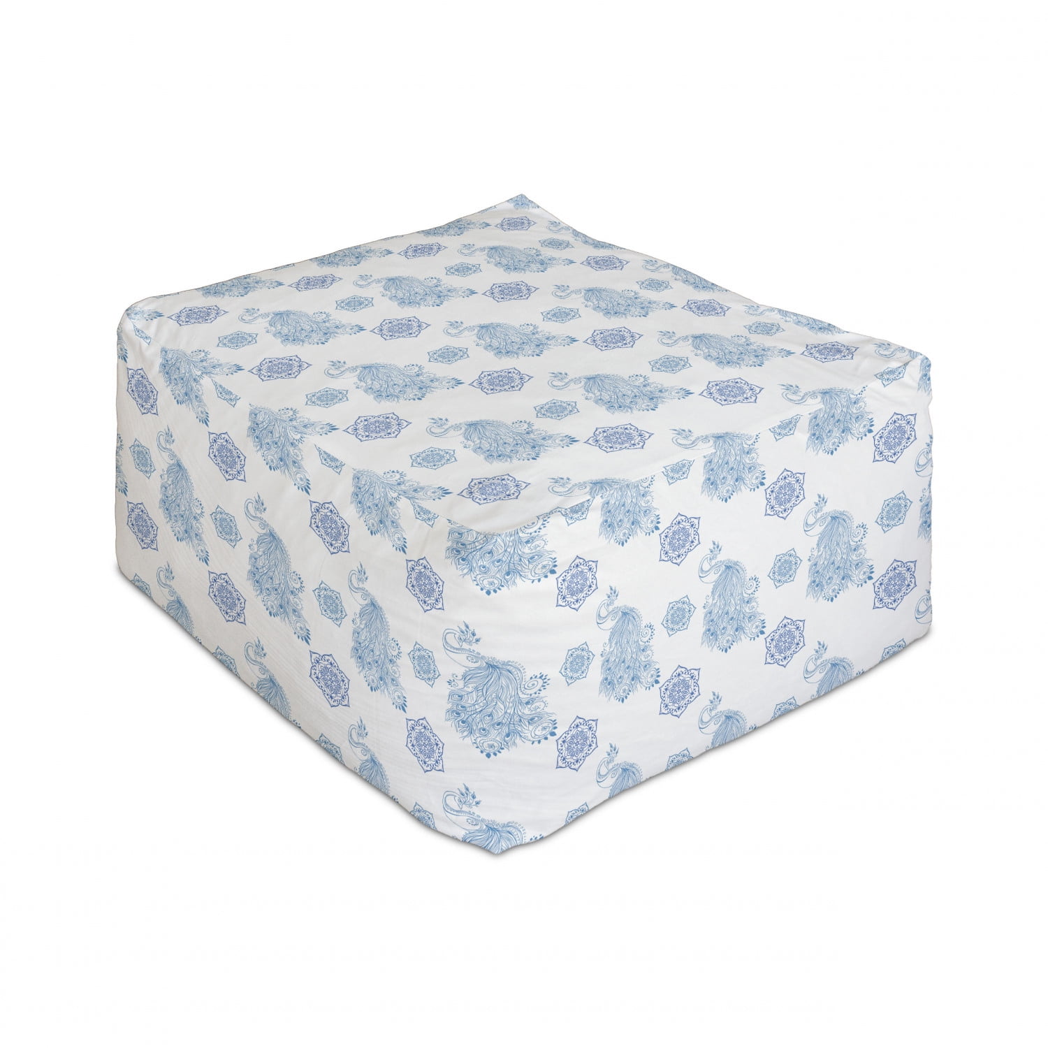 Ambesonne Peacock Rectangle Pouf, Concept Exotic Bird and Floral ...