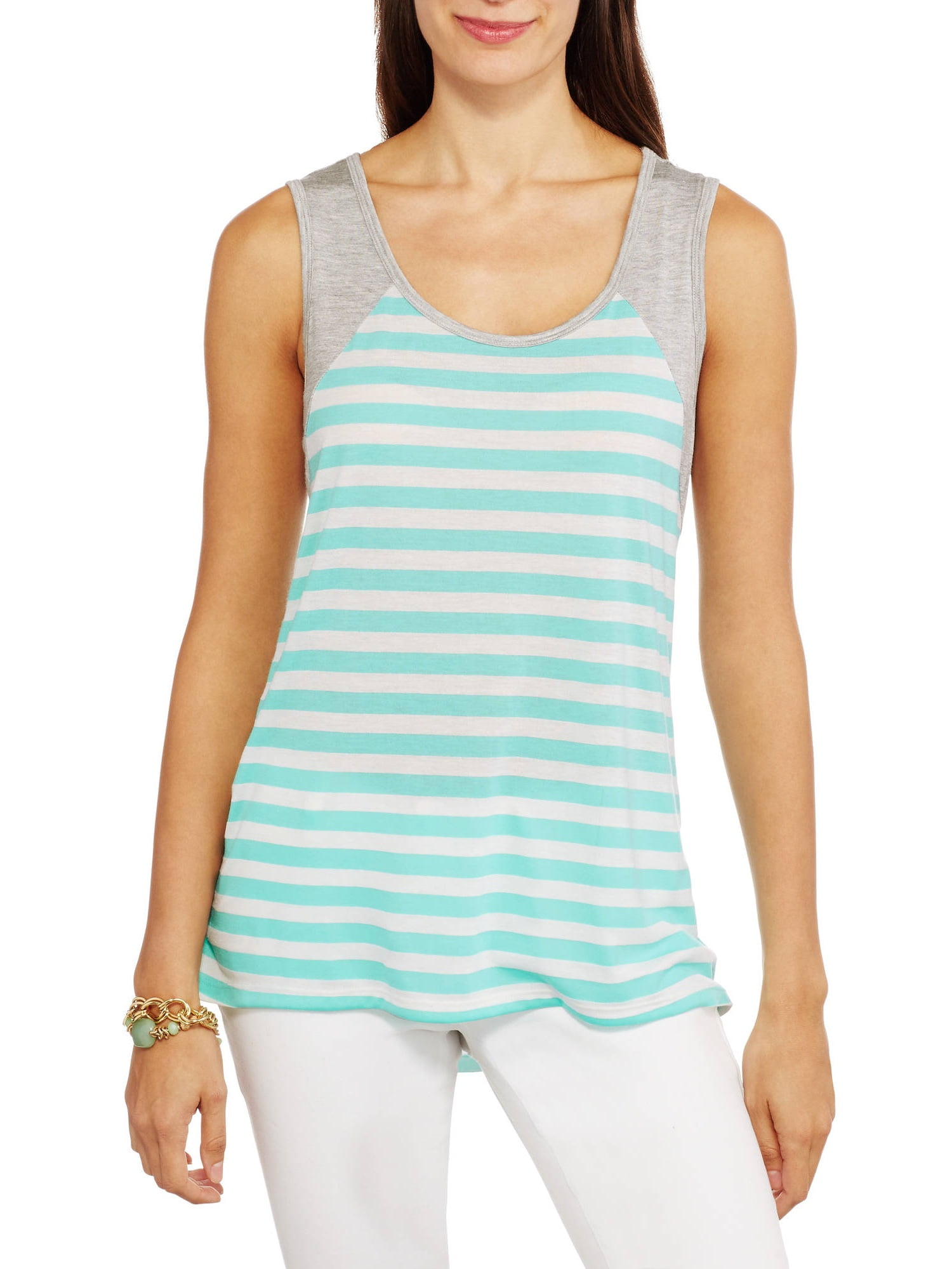 Women's Stripe Swing Tank With Contrast - Walmart.com