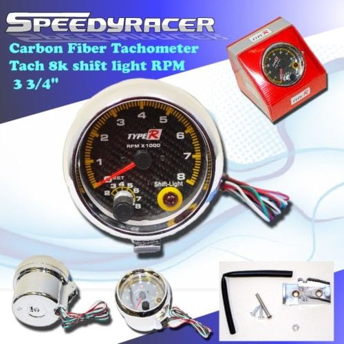Type R 3 3/4 " TACHOMETER WITH SHIFT LIGHT 8K RPM GAUGE Type R 3 3/4 ...