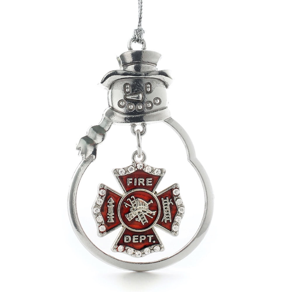 2.0 Carat Firefighter Badge Snowman Holiday Ornament - Walmart.com