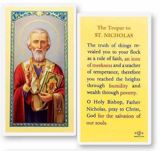 Saint Nicholas Laminated Catholic Prayer Holy Card with Prayer on Back ...