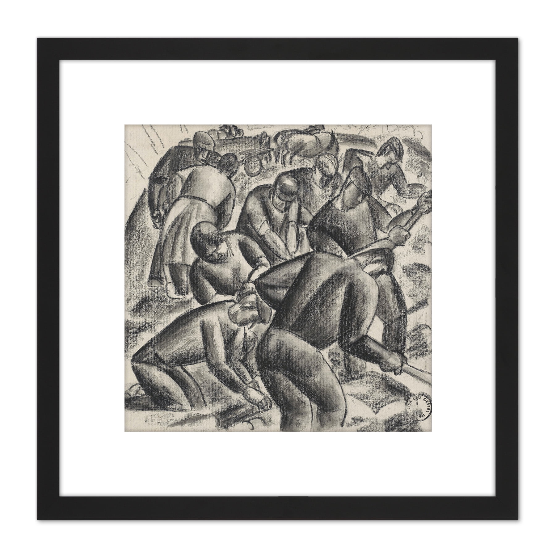 Leo Gestel Potato Working On The Land Farm Drawing 8X8 Inch Square ...