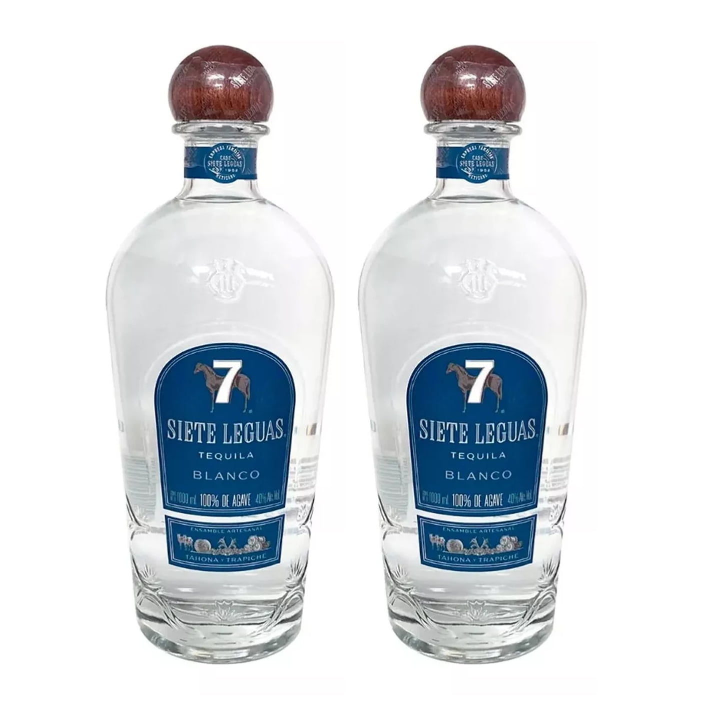 Dos Botellas Tequila Siete Leguas Blanco Artesanal 1000 Ml Siete Leguas ...