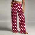 ATOYSOY Spot Print Solid Color Linen Pants Women Double Waist ...