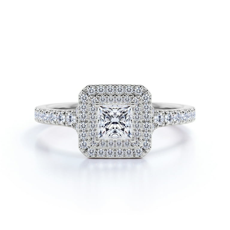 Split Shank Princess Cut Halo Engagement Rings