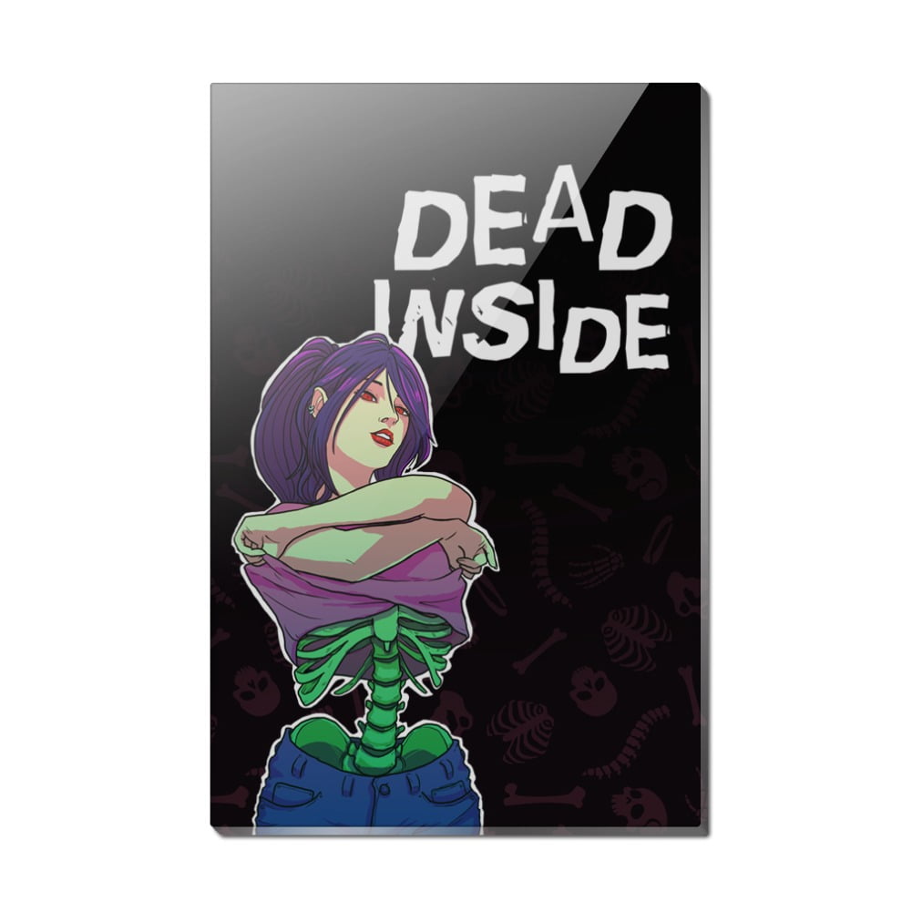 Dead Inside Girl with Exposed Skeleton Bones Rectangle Acrylic Fridge ...