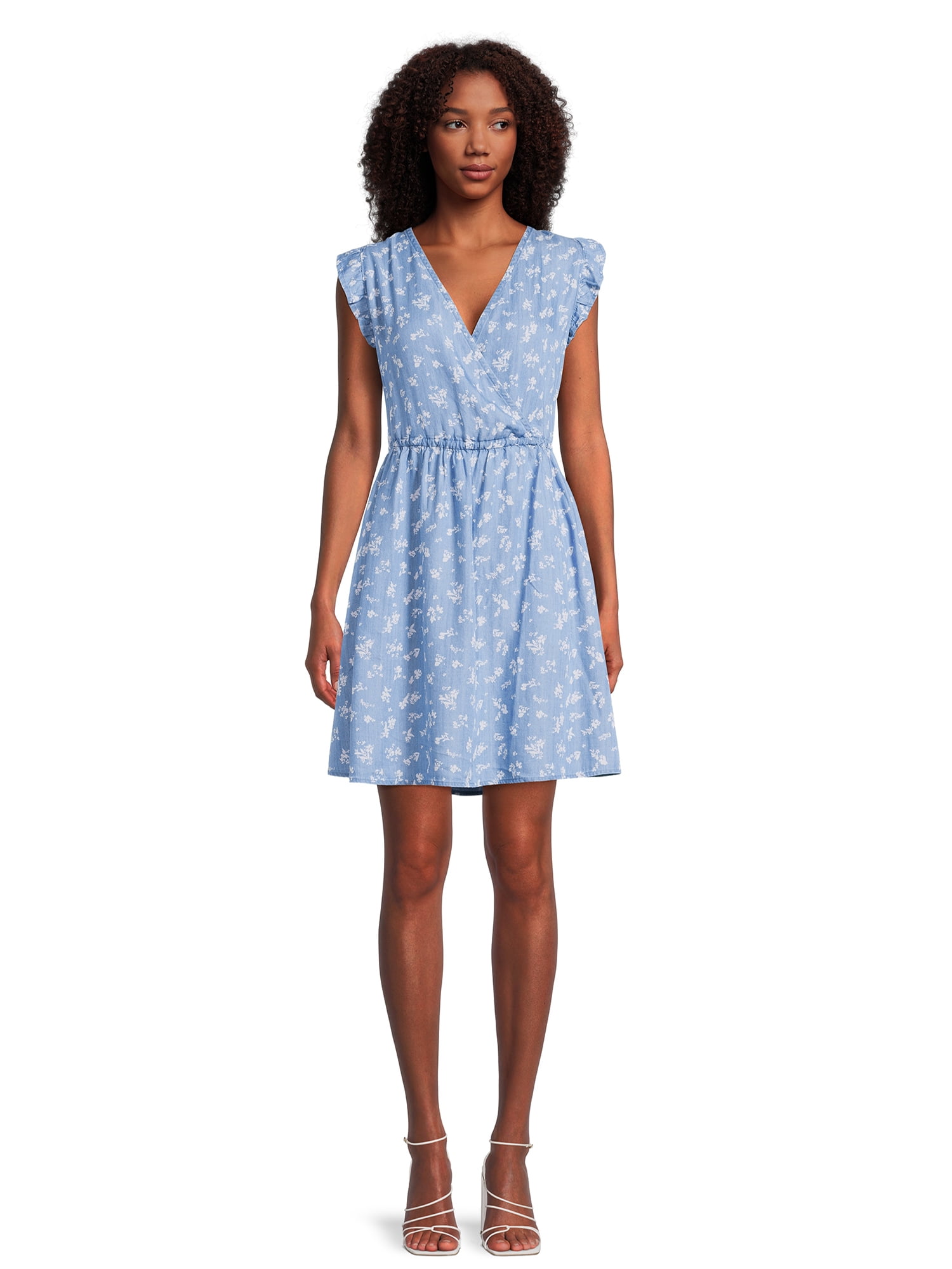 Time and Tru Women's Surplus Flutter Sleeve Mini Dress - Walmart.com