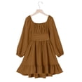 ITSAME Dress for Girls, Backless Lantern Long Sleeve Square Neck Summer ...