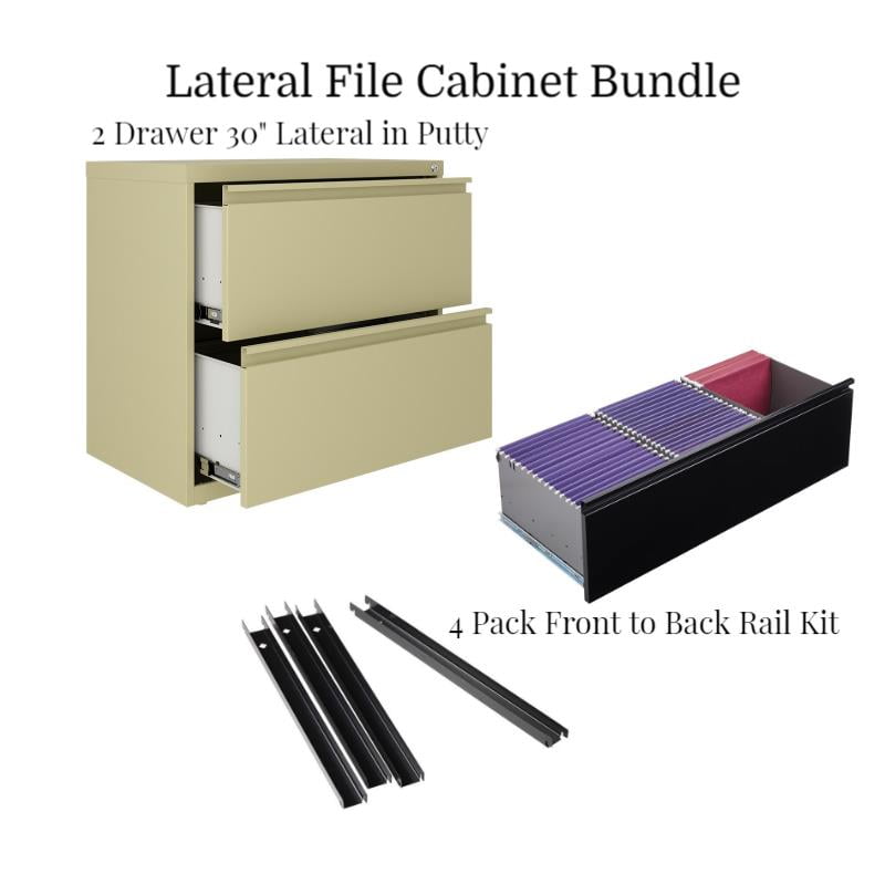 Hirsh 30"W 2 Drawer Metal Lateral Cabinet Set Beige with Front to Back ...