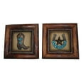 Set of 2 Western Turquoise Gems Cowboy Boot Horseshoe Wooden Wall ...
