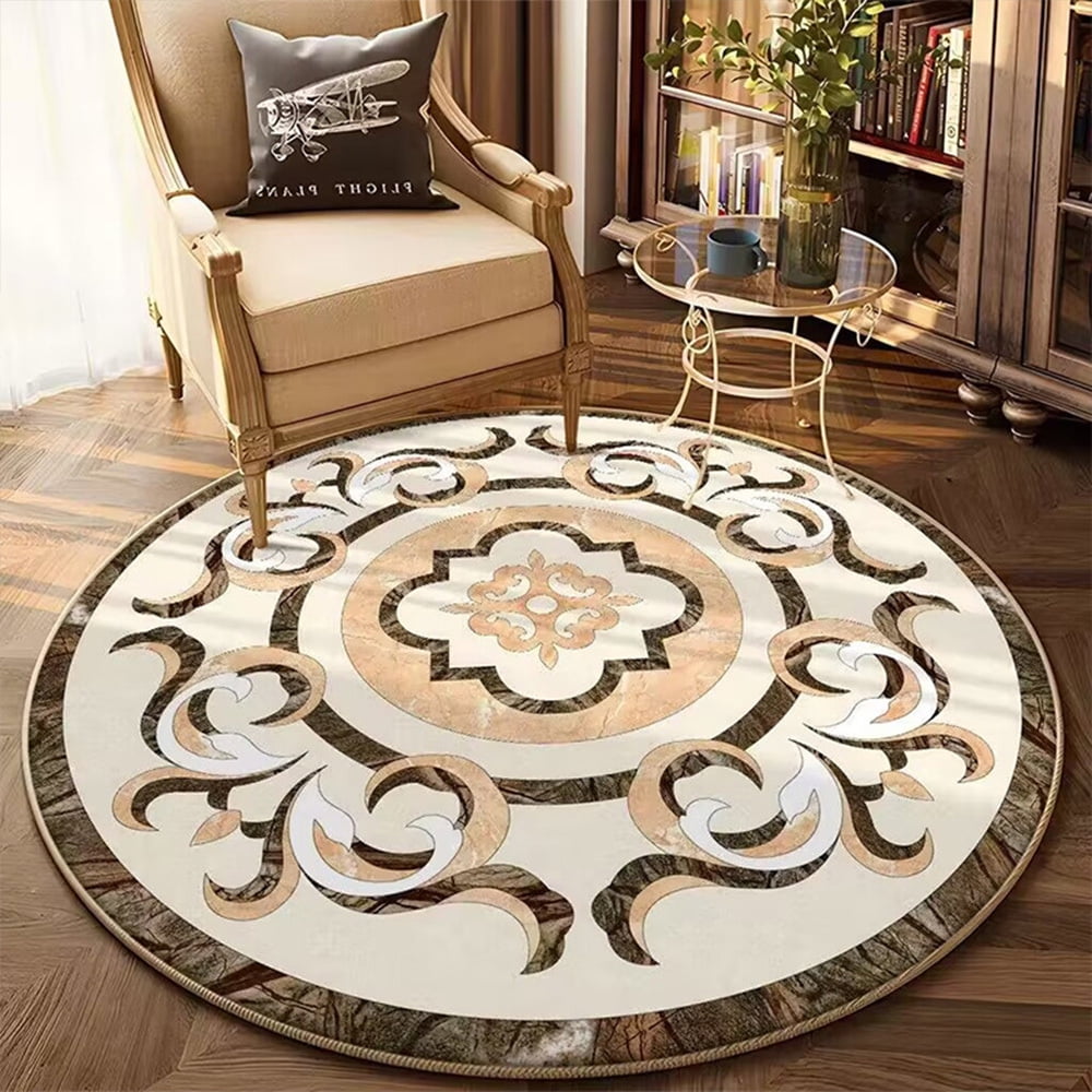 Round Entryway Rug Doormat Classical Court Style Rug for Deck Backyard ...
